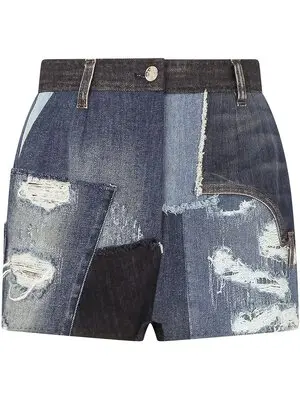 Dolce & Gabbana Distressed Patchwork Denim Shorts