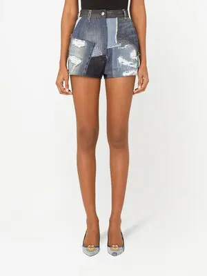 Dolce & Gabbana Distressed Patchwork Denim Shorts