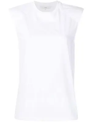 Tibi Sleeveless Padded Shoulder T-shirt - White