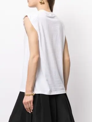 Tibi Sleeveless Padded Shoulder T-shirt