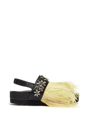 La DoubleJ Ldj X Fabrizio Viti Feathered Berkley Sandal Crystal Embroidery In Leather