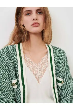 Maje Fancy Lurex Knit Cardigan