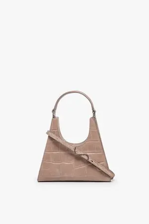 Staud Mini Crossbody Rey Bag | French Grey Croc Embossed - Grey