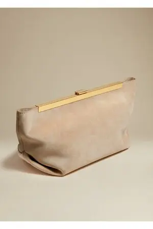 Khaite The Aimee Clutch In Biscuit Suede