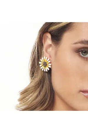 KENNETH JAY LANE Daisy Clip Earrings - Gold