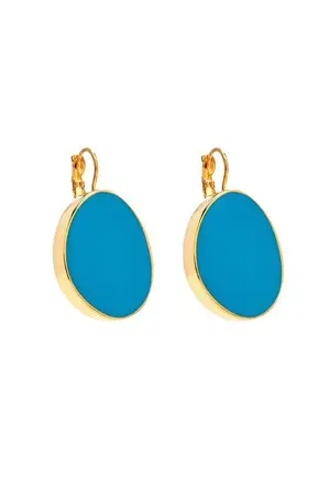 KENNETH JAY LANE Turquoise Kidney Earrings - Gold