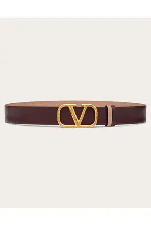 Valentino Garavani Reversible Vlogo Signature Belt In Grainy Calfskin 30 Mm - Red