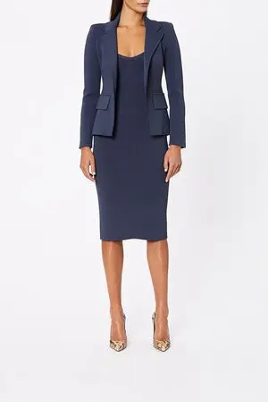 Scanlan Theodore Crepe Knit Slit Back Skirt Blue / Gray