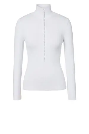 Scanlan Theodore Crepe Knit Button Polo - White | Editorialist