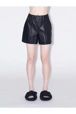 Rosetta Getty Pull On Pintuck Leather Shorts - Black