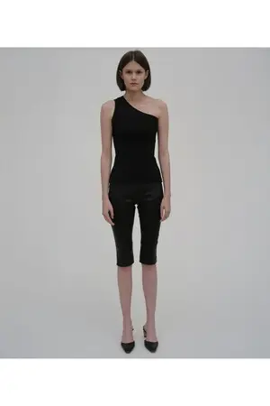 Rosetta Getty Interlock Jersey One-shoulder Tank Top - Black