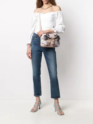 Pinko O Tiger-embroidered Shoulder Bag