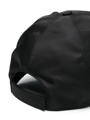 Prada Enameled Triangle Logo Baseball Cap - Black
