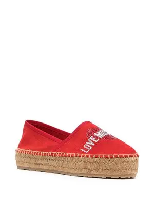 Moschino Rhinestone-logo Flatform Espadrilles