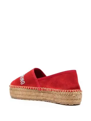 Moschino Rhinestone-logo Flatform Espadrilles