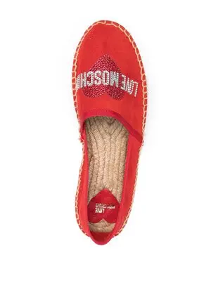 Moschino Rhinestone-logo Flatform Espadrilles