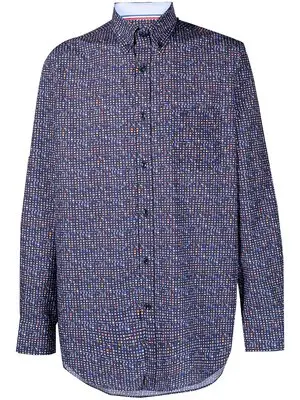 Paul & Shark Flag-print Cotton Shirt - Blue