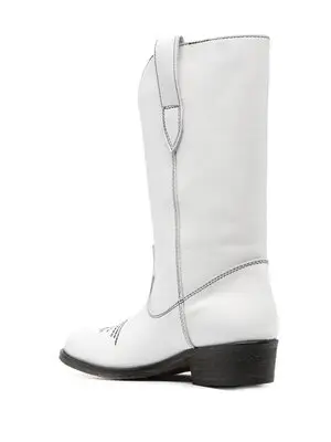 VIA ROMA 15 Stitch-embellished Leather Boots