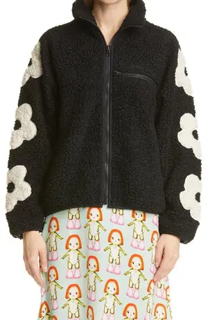Sandy Liang Grass Floral Fleece Jacket