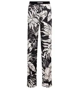 TOM FORD Floral Stretch-silk Satin Pants