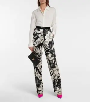TOM FORD Floral Stretch-silk Satin Pants