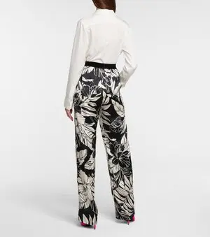 TOM FORD Floral Stretch-silk Satin Pants