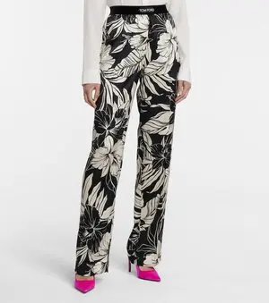 TOM FORD Floral Stretch-silk Satin Pants