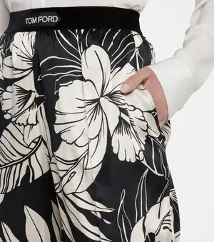 TOM FORD Floral Stretch-silk Satin Pants