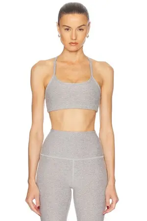 Beyond Yoga Spacedye Slim Racerback Bra In Black - Silver Mist
