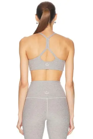 Beyond Yoga Spacedye Slim Racerback Bra In Black - Silver Mist