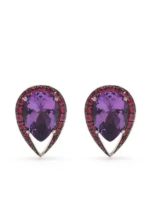 SHAUN LEANE Aurora Ruby And Amethyst Stud Earrings
