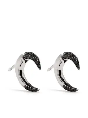SHAUN LEANE 18kt White Gold Small Talon Black Diamond Earrings - Silver