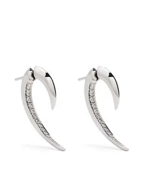 SHAUN LEANE 18kt White Gold Hook Diamond Earrings - Silver