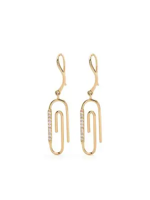 AURÉLIE BIDERMANN 18kt Yellow Paperclip Diamond Earrings - Gold