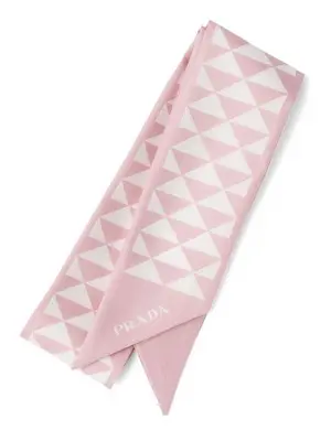 Prada Triangle-logo Twill Scarf - Pink