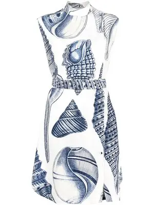 Stella McCartney Sleeveless Shell-print Silk Dress