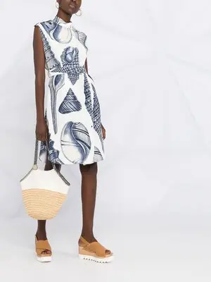 Stella McCartney Sleeveless Shell-print Silk Dress