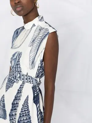 Stella McCartney Sleeveless Shell-print Silk Dress
