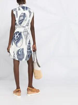 Stella McCartney Sleeveless Shell-print Silk Dress
