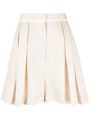 Stella McCartney High-waisted Pleated Tailored Shorts - Neutrals