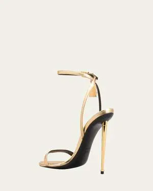 TOM FORD Lock Metallic Stiletto Sandals - Gold