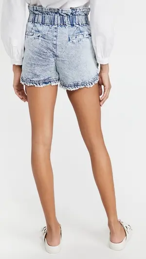 Sea Dax Acid Wash Denim Ruffle Shorts