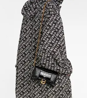 Balenciaga Hourglass Croc-effect Leather Wallet On Chain