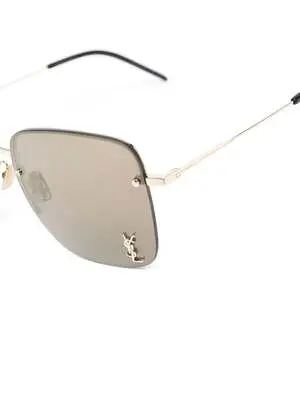 Saint Laurent Monogram Sl312m Square-frame Sunglasses - Gold