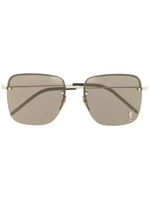 Saint Laurent Monogram Sl312m Square-frame Sunglasses - Gold
