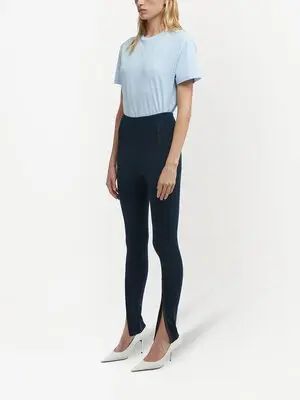 Wardrobe.NYC Front Ankle-zip Leggings - Blue