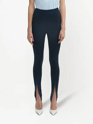 Wardrobe.NYC Front Ankle-zip Leggings - Blue