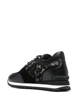 LE SILLA Claire Lace-embellished Sneakers - Black