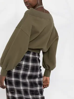 Palm Angels Off-shoulder Sweatshirt With Puff Sleeves
