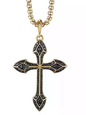David Yurman 18kt Yellow And Black Diamond Gothic Cross Amulet - Gold